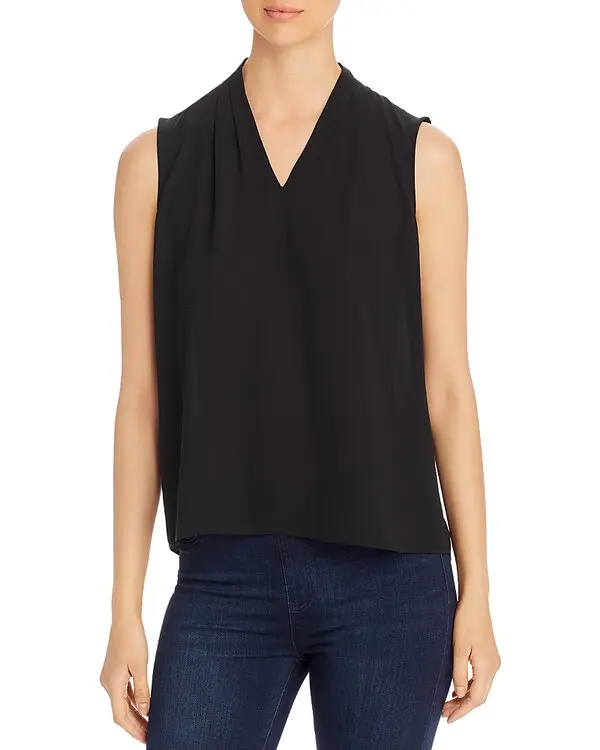 T Tahari Edie Sleeveless V-neck Top - Black