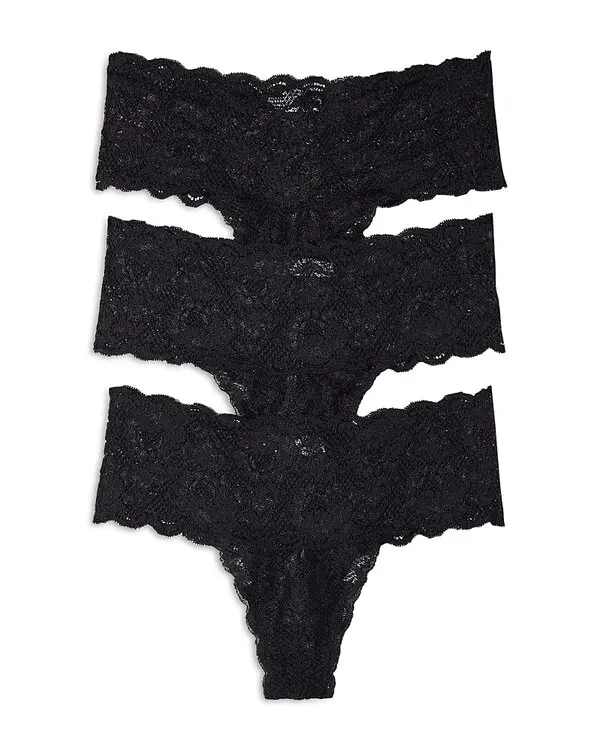 Cosabella Never Say Never Mid-rise Thongs, Set Of 3 - Black/black/black