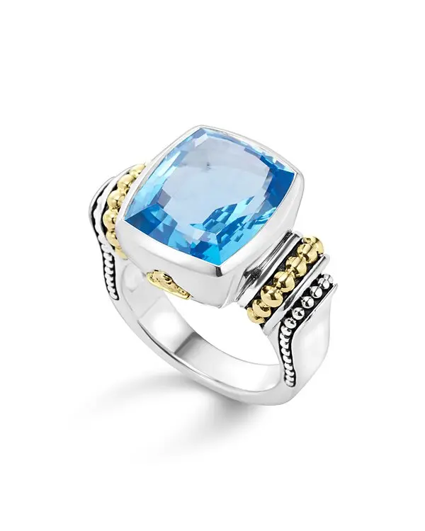 Lagos 18k Gold And Sterling Silver Swiss Blue Topaz Rittenhouse Ring - Blue/silver