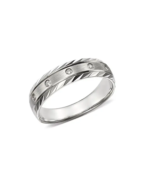 Bloomingdale'S 14k Gold Diamond Double-bevel Edge Band - White