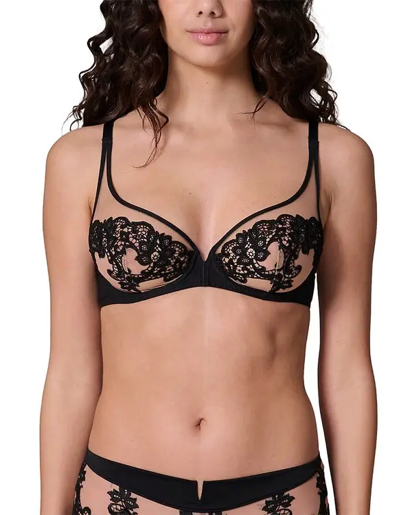 Simone Perele Saga Sheer Plunge Underwire Bra - Black/black