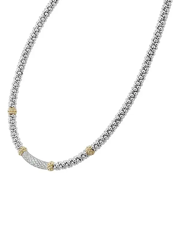 Lagos 18k Gold & Sterling Silver Diamond Lux Station Necklace - White/silver
