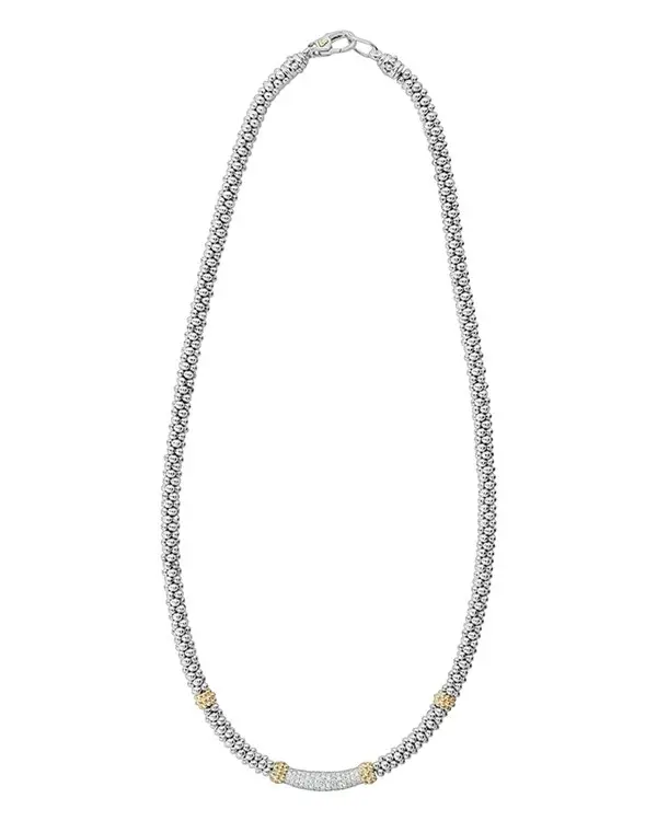 Lagos 18k Gold & Sterling Silver Diamond Lux Station Necklace - White/silver