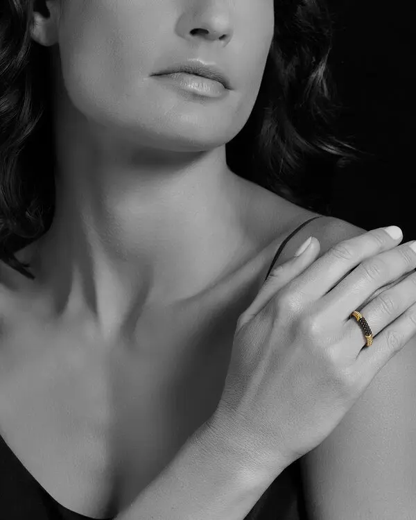 Lagos Gold & Black Caviar Collection 18k Gold & Ceramic Ring