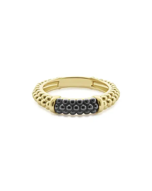 Lagos Gold & Black Caviar Collection 18k Gold & Ceramic Ring