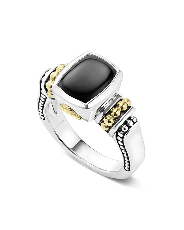 Lagos 18k Gold And Sterling Silver Rittenhouse Onyx Ring - Black/silver