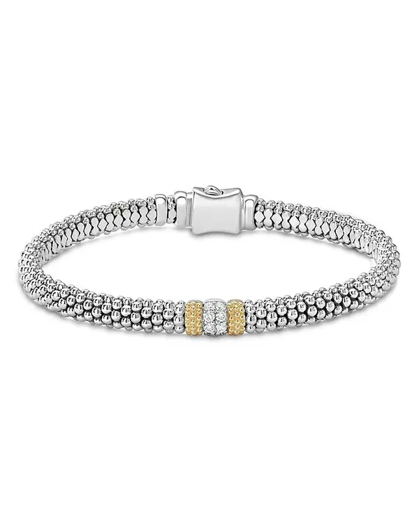 Lagos 18k Gold And Sterling Silver Diamond Lux Bracelet - White/silver