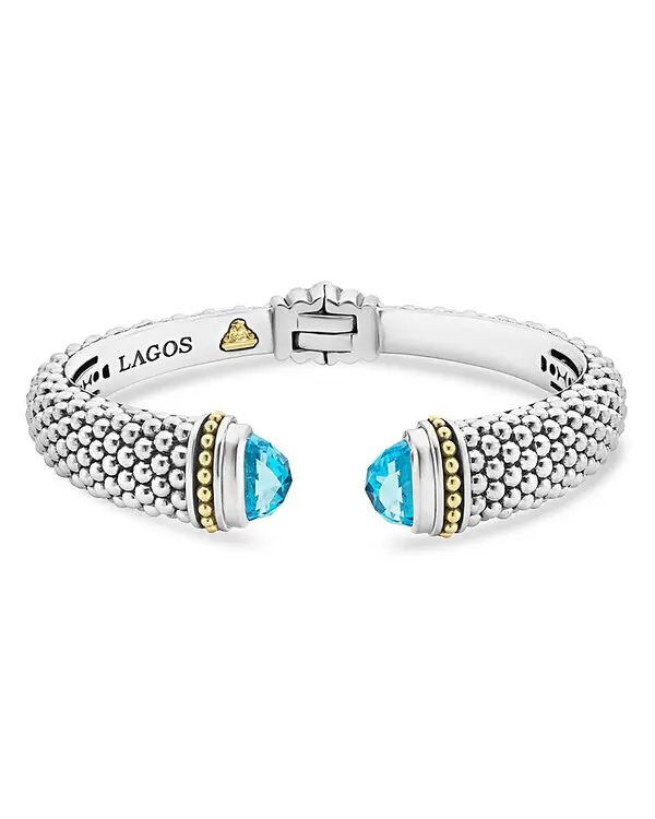 Lagos 18k Gold And Sterling Silver Rittenhouse Blue Topaz Cuff - Blue/silver
