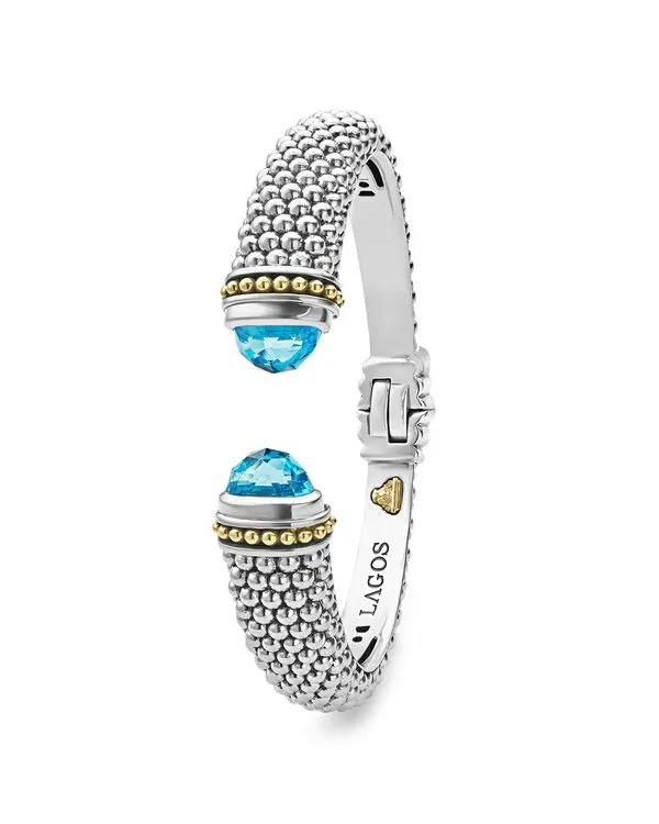 Lagos 18k Gold And Sterling Silver Rittenhouse Blue Topaz Cuff