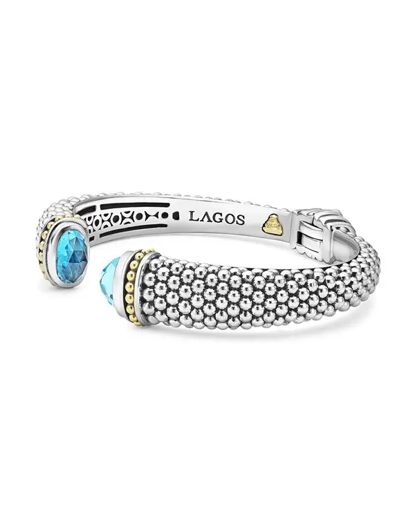 Lagos 18k Gold And Sterling Silver Rittenhouse Blue Topaz Cuff