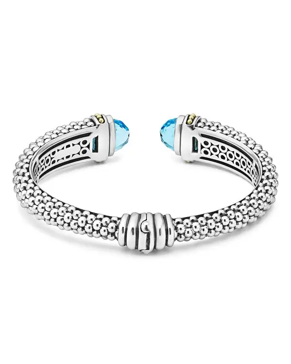 Lagos 18k Gold And Sterling Silver Rittenhouse Blue Topaz Cuff