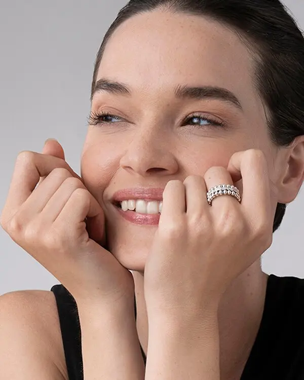 Lagos Sterling Silver Caviar Spark Diamond Band - White/silver