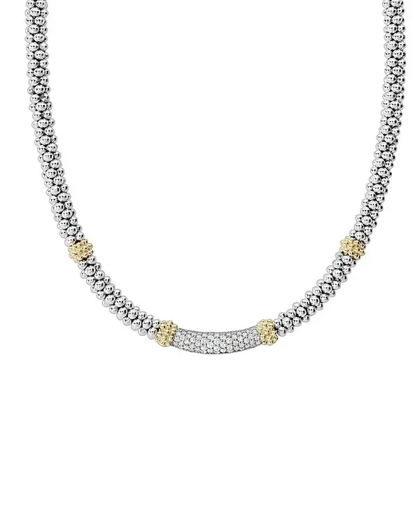 Lagos 18k Gold & Sterling Silver Diamond Lux Collar Necklace - White/silver