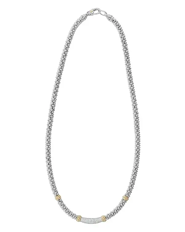 Lagos 18k Gold & Sterling Silver Diamond Lux Collar Necklace - White/silver