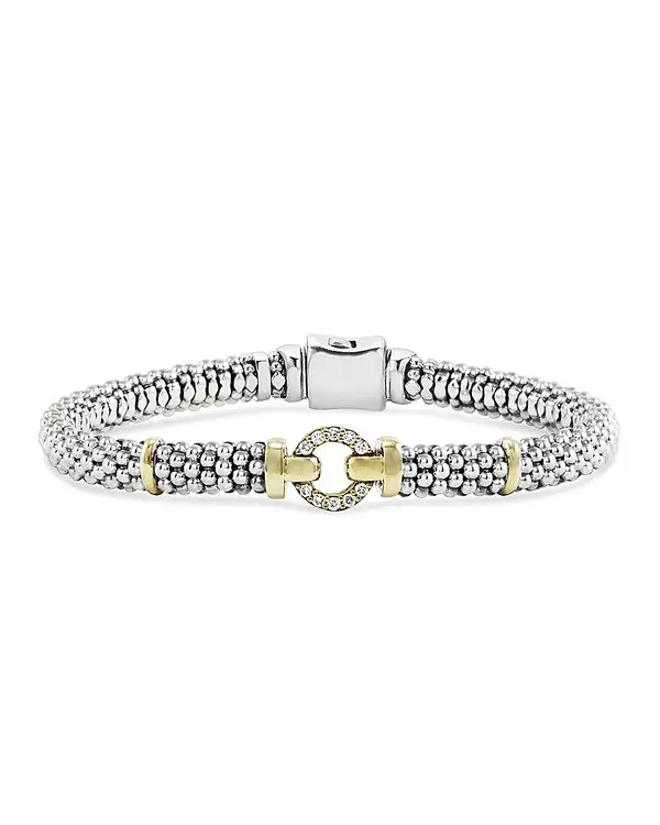 Lagos 18k Gold And Sterling Silver Diamond Caviar Rope Bracelet, 6mm - Gold/silver