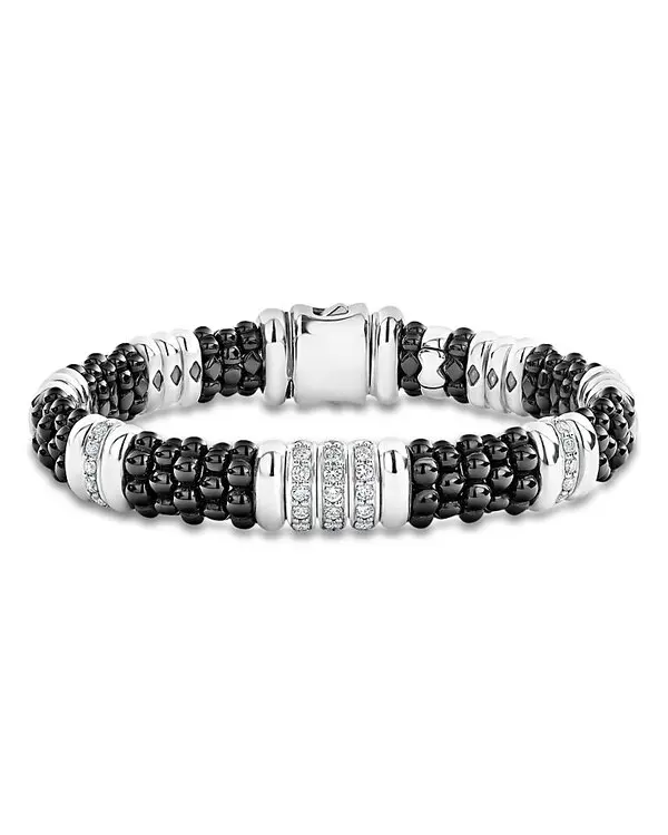 Lagos Sterling Silver, Diamond, And Ceramic Bracelet - White/black