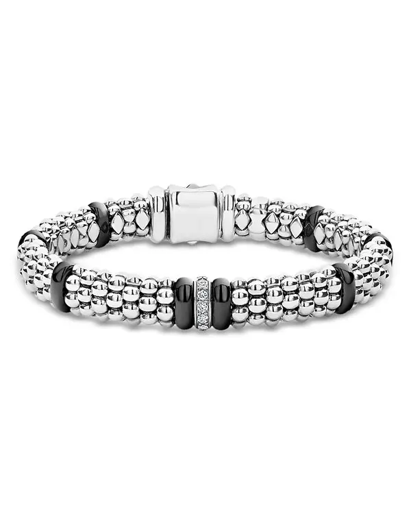 Lagos Sterling Silver, Diamond, And Ceramic Bracelet - Black/silver