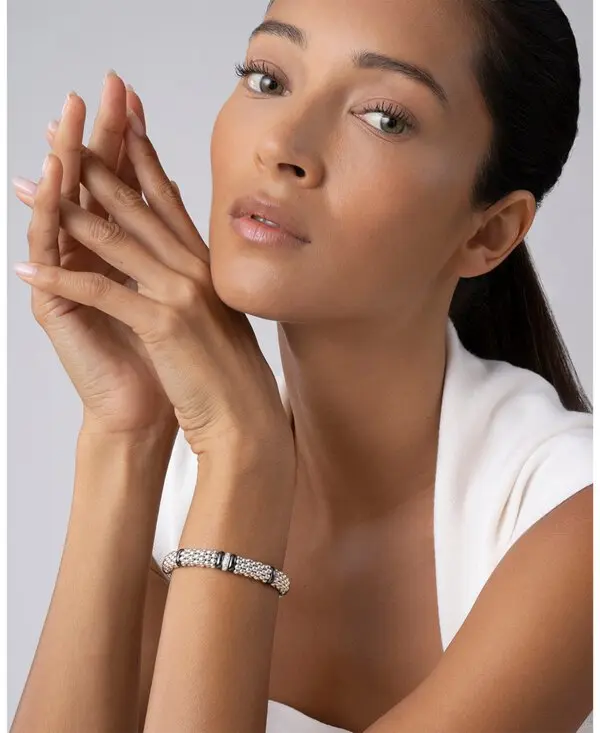 Lagos Sterling Silver, Diamond, And Ceramic Bracelet