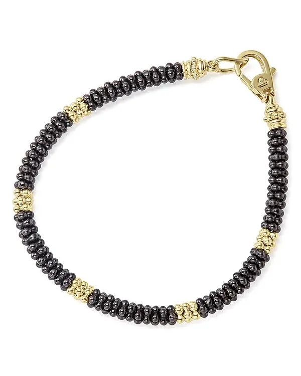 Lagos Gold & Black Caviar Collection Bracelet - Black/gold