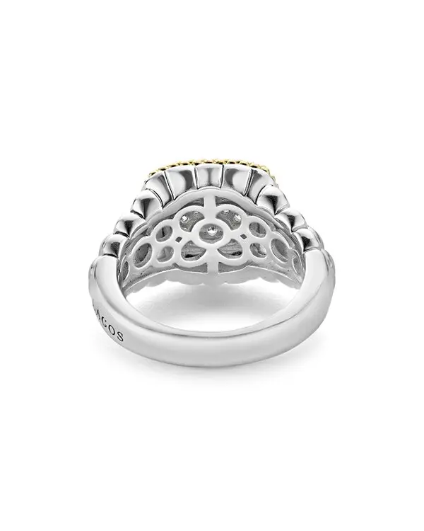 Lagos 18k Gold And Sterling Silver Diamond Lux Square Ring