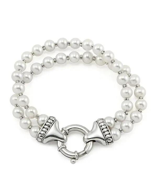Lagos Sterling Silver Luna Cultured Pearl Bracelet - White/silver