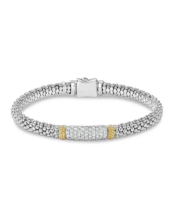 Lagos 18k Gold & Sterling Silver Diamond Pave Bracelet - White/silver