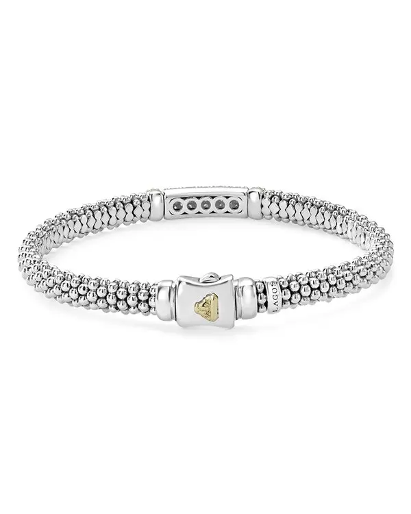 Lagos 18k Gold & Sterling Silver Diamond Pave Bracelet - White/silver