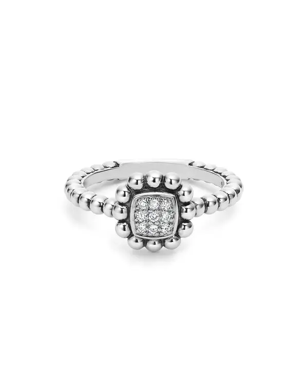 Lagos Sterling Silver Diamond Square Ring
