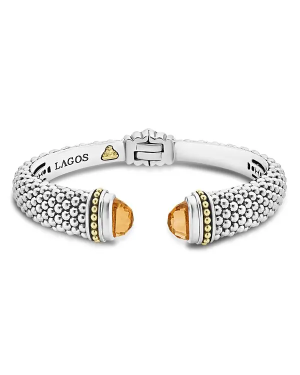 Lagos 18k Gold And Sterling Silver Citrine Cuff - Orange/silver