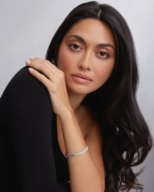 Lagos Sterling Silver Caviar Spark Diamond Link Bracelet - White/silver