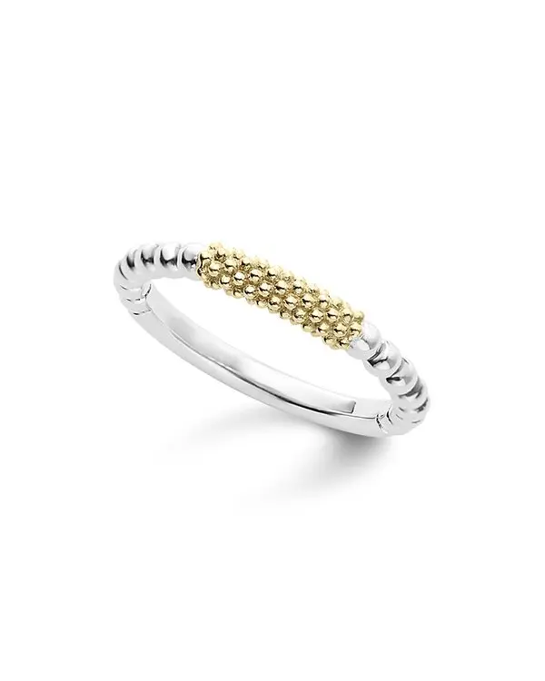Lagos Caviar Icon Bead Bar Stacking Ring - Silver/gold