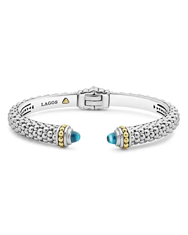 Lagos 18k Gold And Sterling Silver Blue Topaz Cuff - Blue/silver