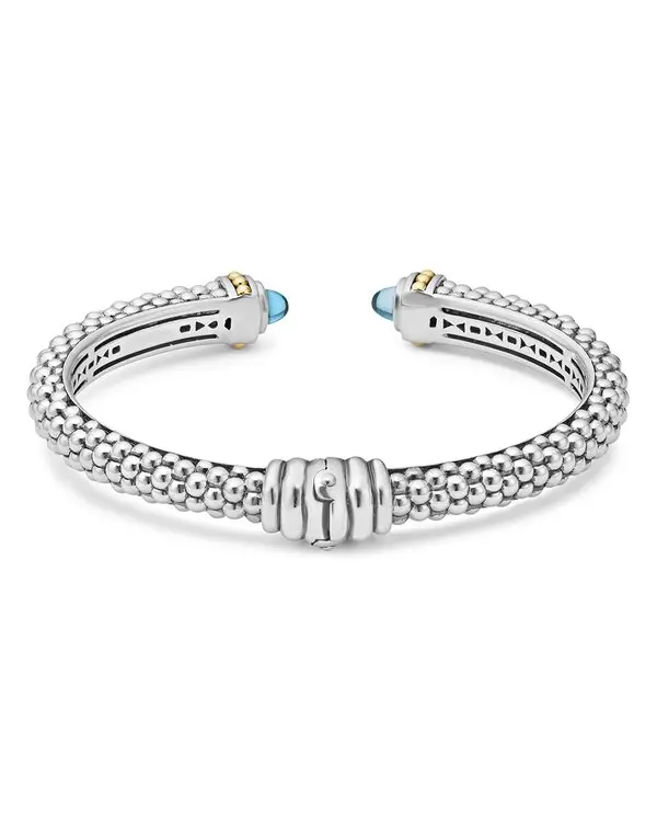Lagos 18k Gold And Sterling Silver Blue Topaz Cuff
