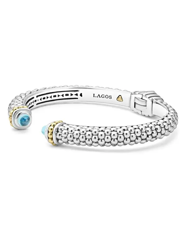 Lagos 18k Gold And Sterling Silver Blue Topaz Cuff