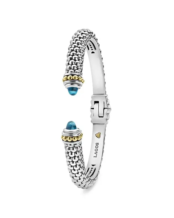 Lagos 18k Gold And Sterling Silver Blue Topaz Cuff