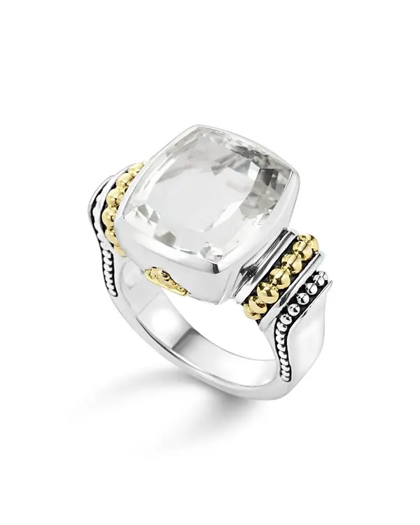Lagos 18k Gold And Sterling Silver Rittenhouse Medium Ring With White Topaz - White/silver