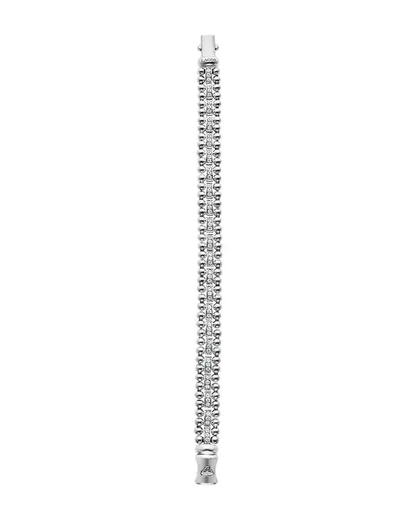 Lagos Sterling Silver Caviar Spark Diamond Link Bracelet - White/silver