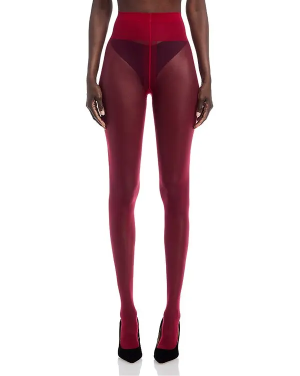 Wolford Individual 10 Back Seam Tights - Soft Cherry