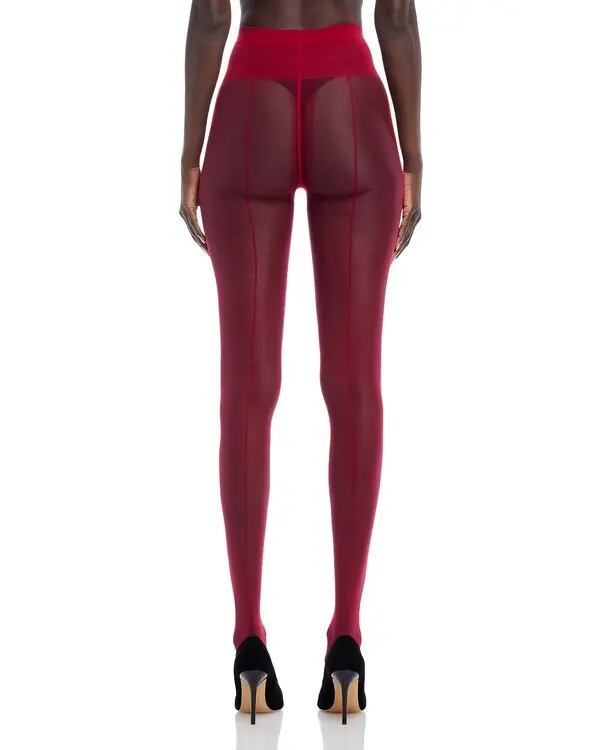 Wolford Individual 10 Back Seam Tights - Soft Cherry