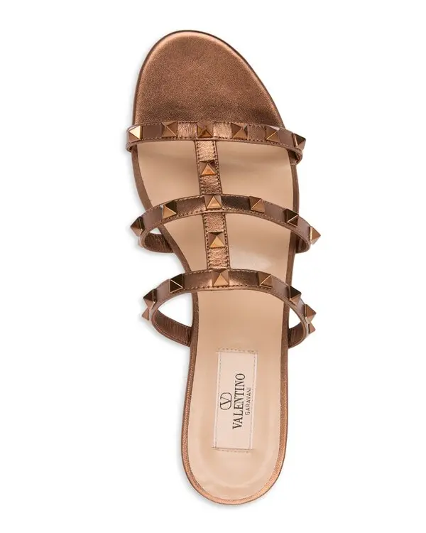Valentino Garavani Rockstud Slide Sandals - Bronze