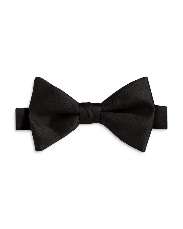 David Donahue Silk Satin Bow Tie - Black Satin