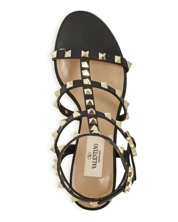 Valentino Garavani Rockstud City Block Heel Sandals - Black/gold