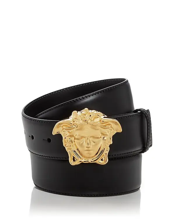 Versace Medusa Buckle Leather Belt - Black Versace
