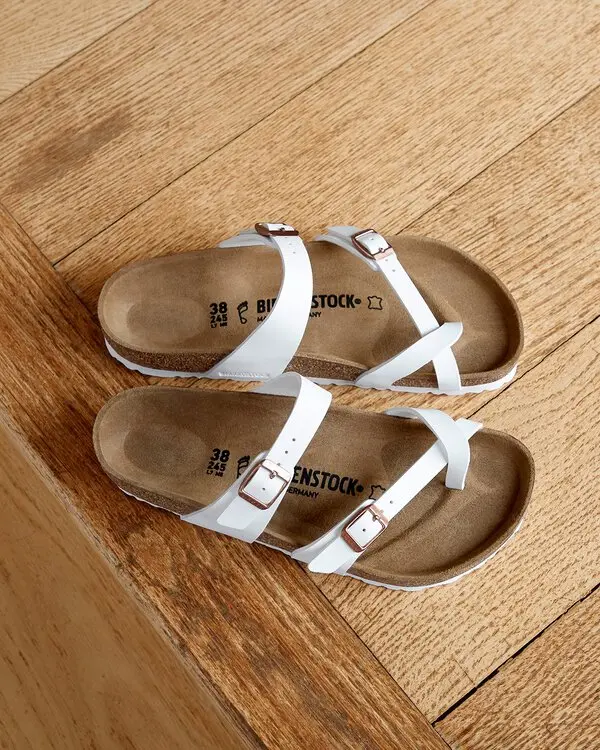 BIRKENSTOCK Mayari Buckled Slide Sandals - White