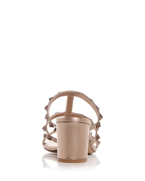 Valentino Garavani Rockstud Block Heel Slide Sandals - Skin