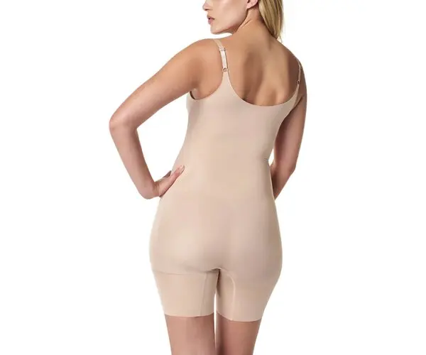Spanx Oncore Open-bust Mid-thigh Bodysuit - Soft Nude