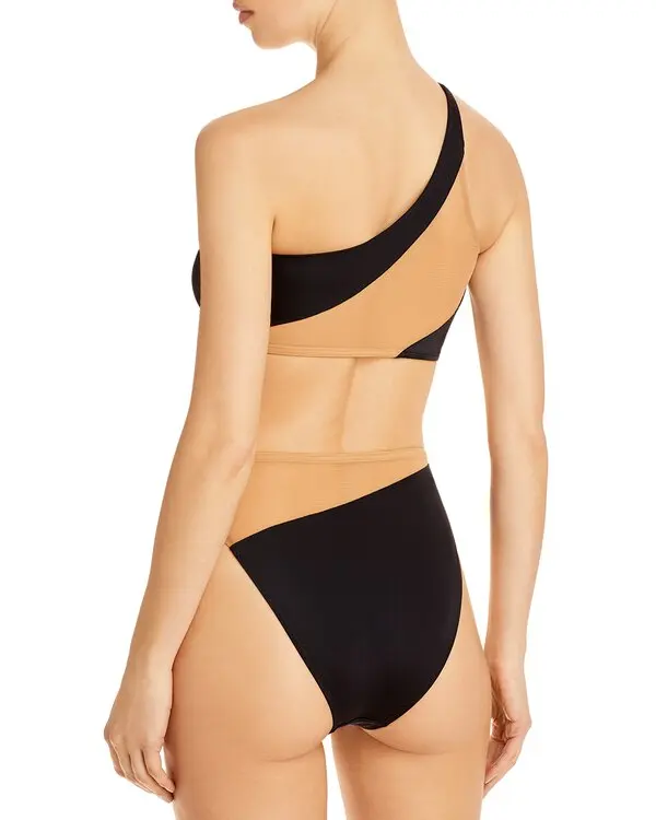 Norma Kamali Snake Mesh Bikini Bottom - Black/nude
