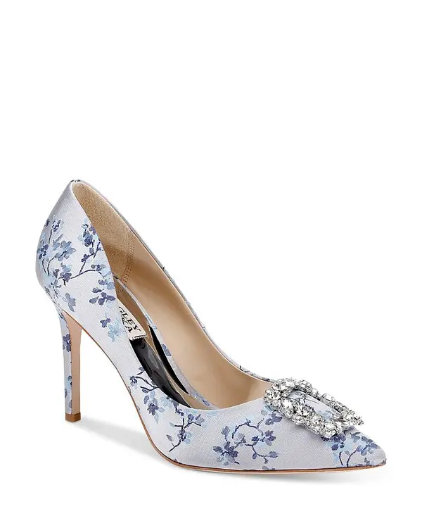 Badgley Mischka Cher Crystal Buckle Pumps - Light Blue