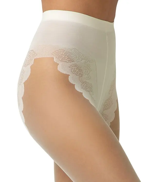 Hue French Lace Control Top Tights - Ivory
