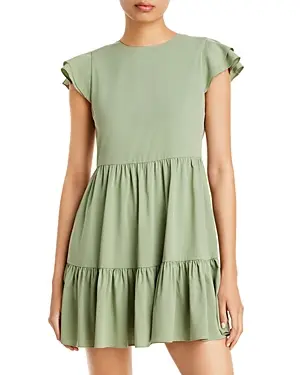 slim fit dress slacks Clover Puff Sleeve Gingham Mini Dress • Shop American Threads Boutique White / S main image 0